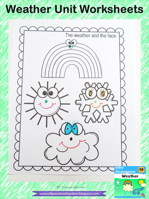 ESL/EFL Preschool Teachers: Weather Unit worksheets for Kindergarten ...