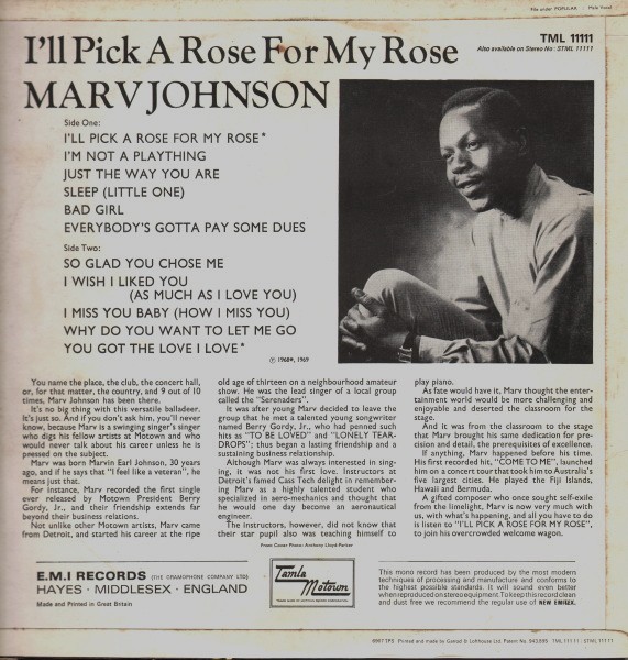 ENTRE MUSICA: MARV JOHNSON - I'll Pick A Rose For My Rose (1969)