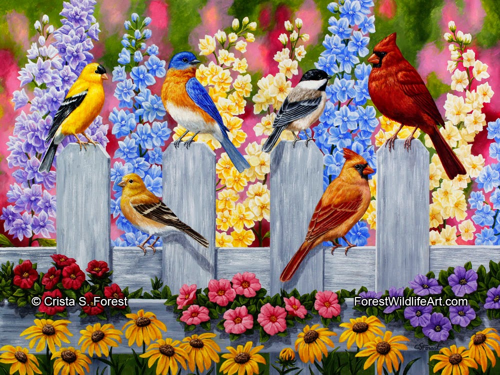 Crista Forest's Animals & Art: New Bird Garden Party Painting