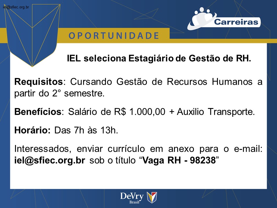 Fanor Carreiras: ESTAGIÁRIO DE GESTÃO DE RH