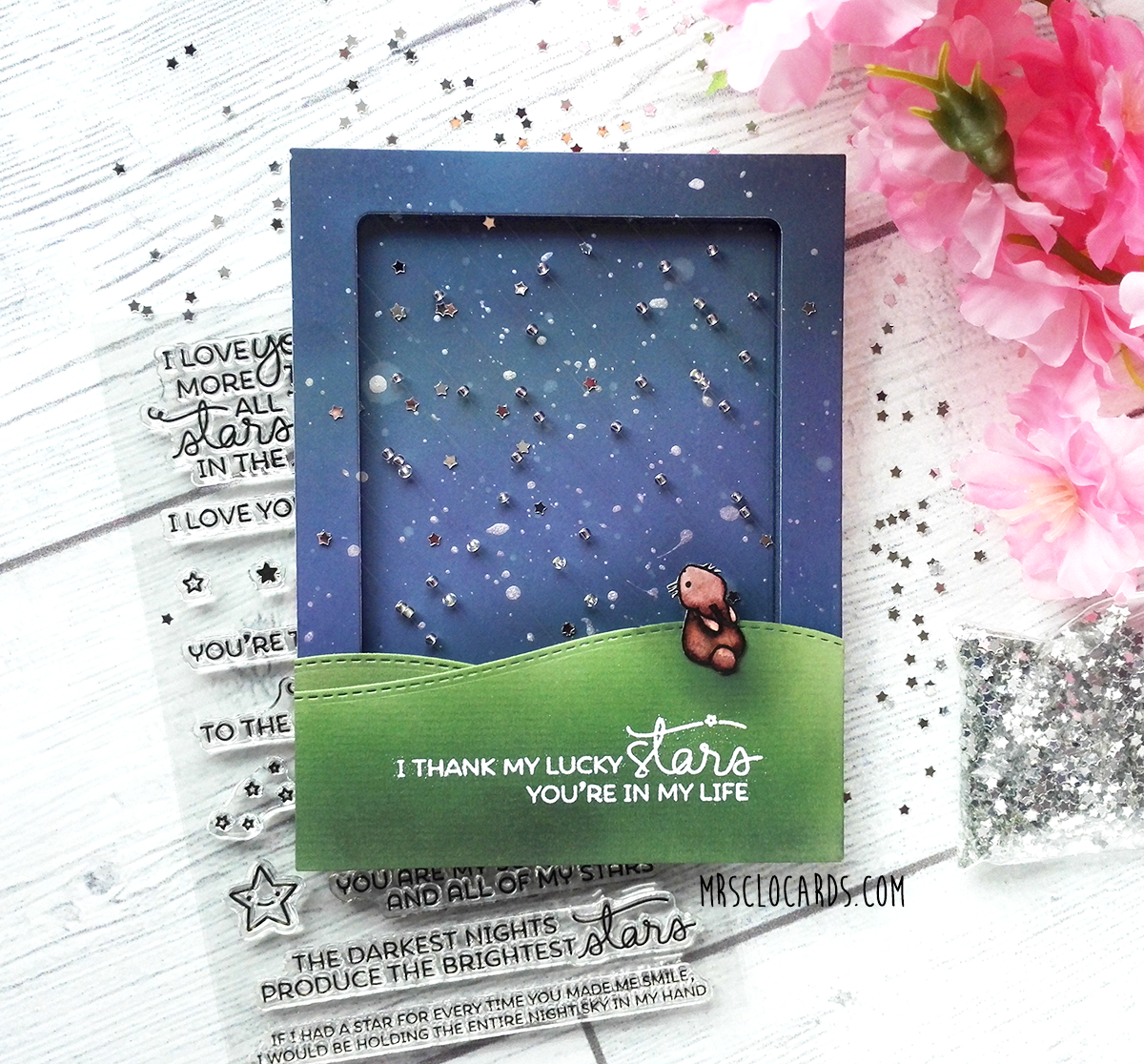 Magical Shooting Stars Shaker Card - Handmade cards by Claudia Mauri