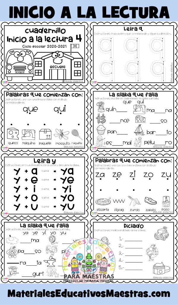 Cuadernillo Inicio a la Lectura | Materiales Educativos para Maestras