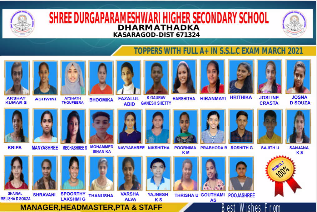 SHREE DURGA PARAMESHWARI HSS DHARMATHADKA: Congratulations to all SSLC ...