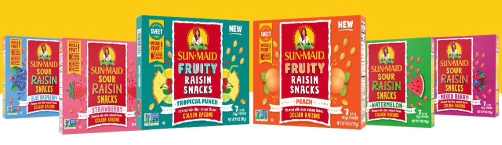 Sun-Maid Introduces New Tropical Punch and Peach Flavored Raisin Snacks