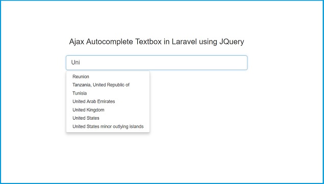 Ajax Autocomplete Textbox in Laravel using JQuery ~ TechJanala Ajax Autocomplete Textbox in Laravel using JQuery ~ TechJanala