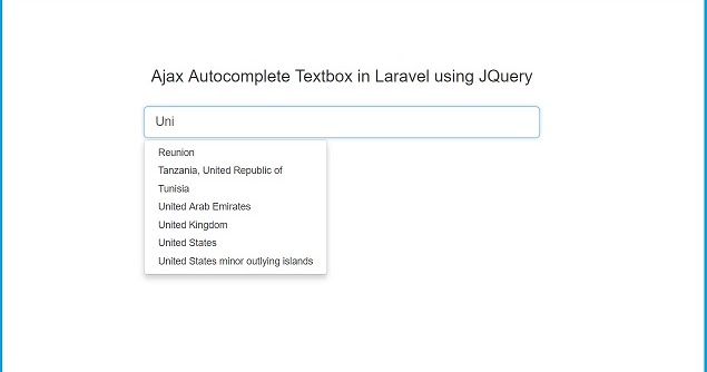 Ajax Autocomplete Textbox in Laravel using JQuery ~ TechJanala Ajax Autocomplete Textbox in Laravel using JQuery ~ TechJanala
