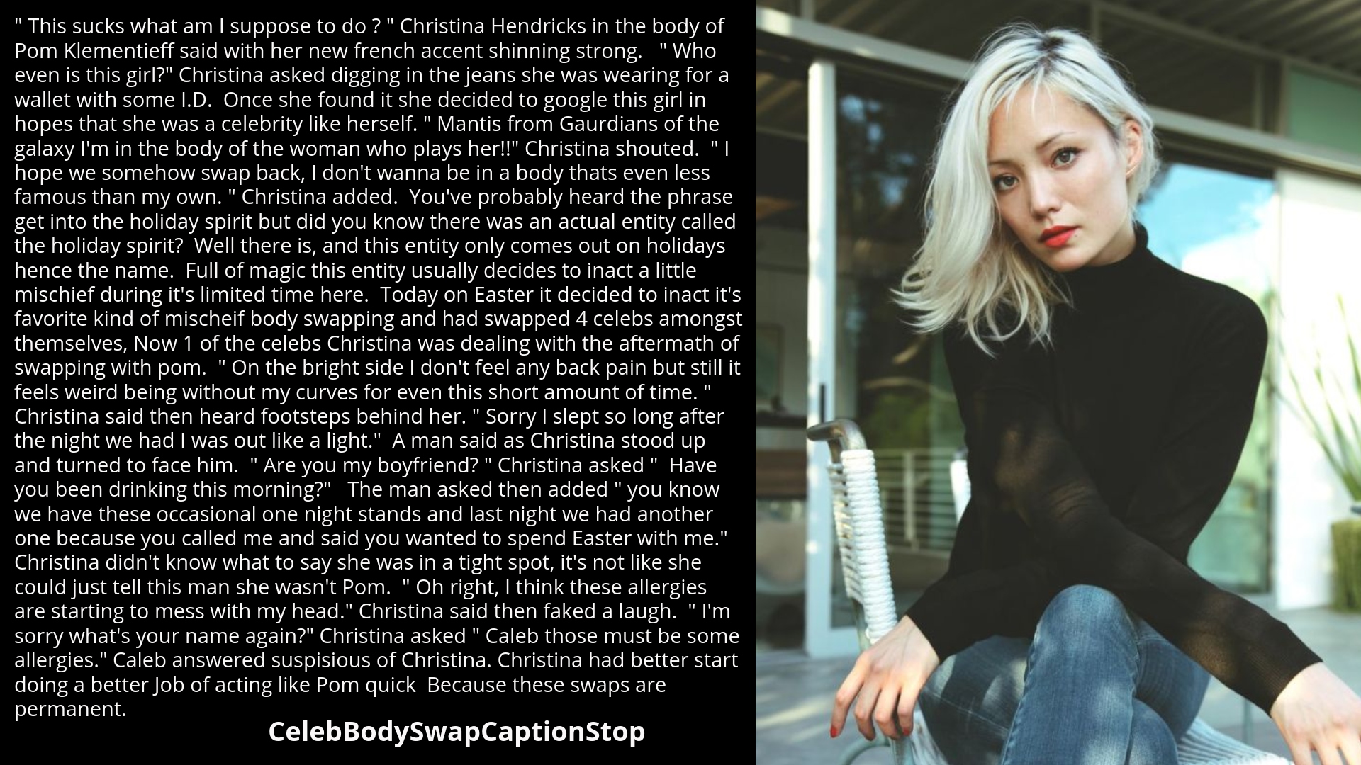 Celeb Body swap Caption Stop: The Holiday Spirit