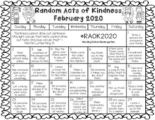 Herding Kats in Kindergarten: February Random Acts of Kindness Calendar