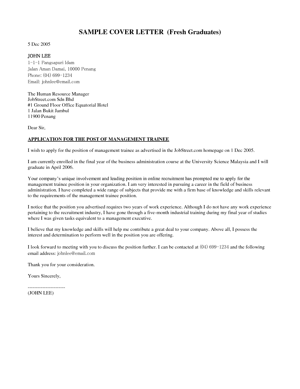 Cover Letter For Fresh Graduate Without Job Experience Sample Letter cover-letter-for-fresh-graduate-without-job-experience-sample-letter