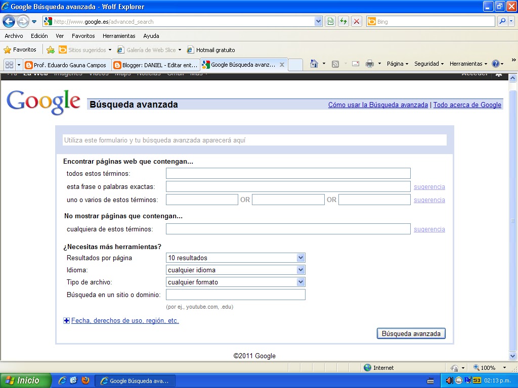 DANIEL: opciones de busqueda avanzada en google