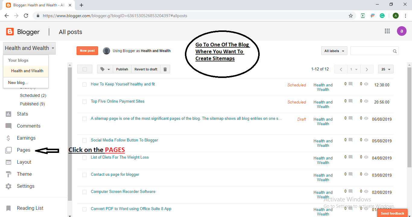 How To Create Sitemap For Blogger - Health and Wealth