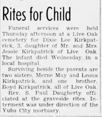 Under The Nut Tree Genealogy: Gone Too Soon, #3- Dixie Lee Kirkpatrick