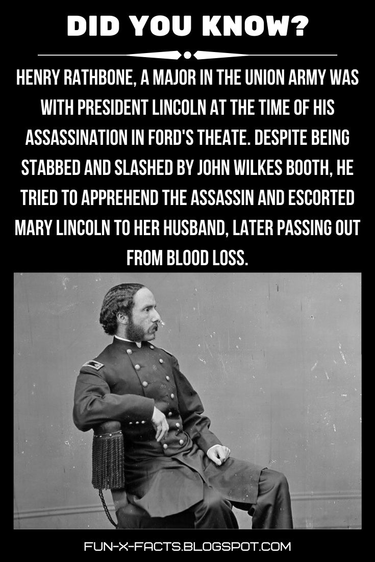 Henry Rathbone, a Major in the Union Army was with President Lincoln at ...
