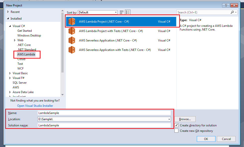 Creating a Lambda function in .netCore with Visual Studio and AWS ...