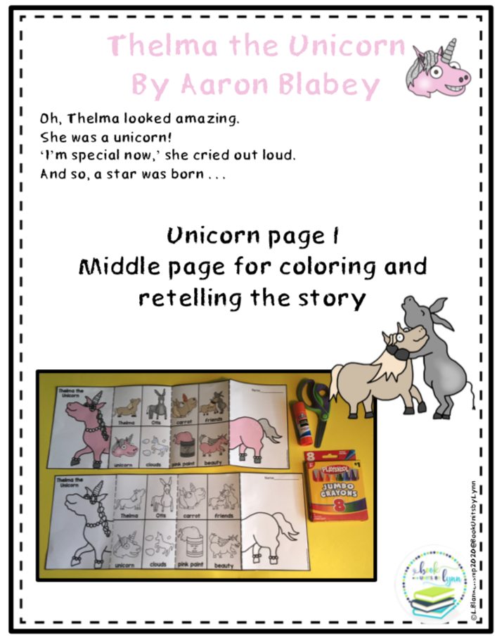 THELMA THE UNICORN BOOK UNIT AND CRAFT ~ Book Units by Lynn