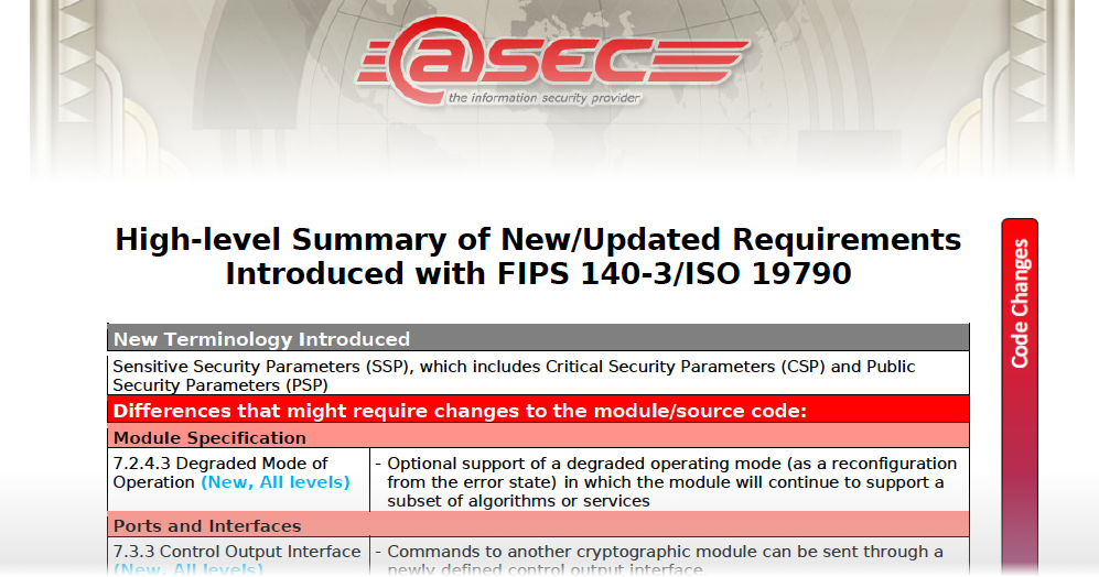 atsec IT security blog: CST Newsletter and FIPS 140-3 Change Summary