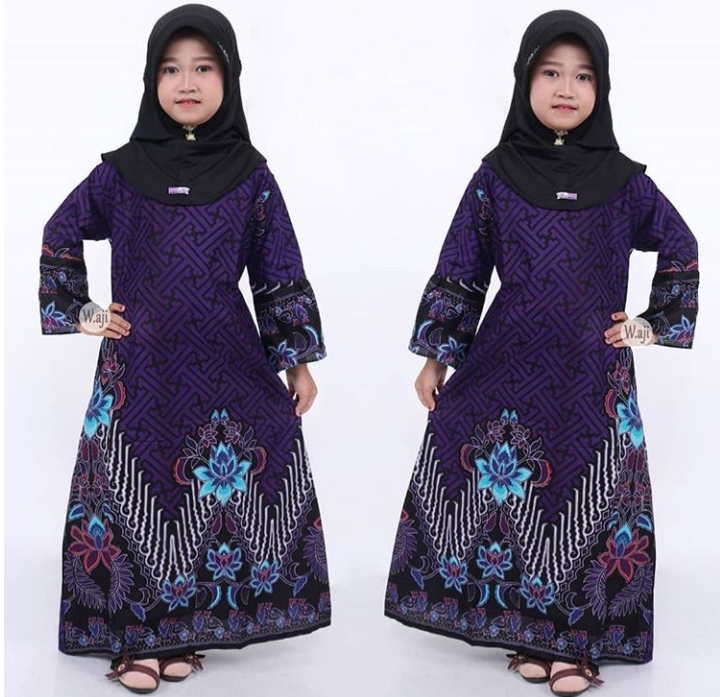 Model Gamis Batik Anak Kombinasi Polos Terbaik 2022 - Model Baju Terbaru