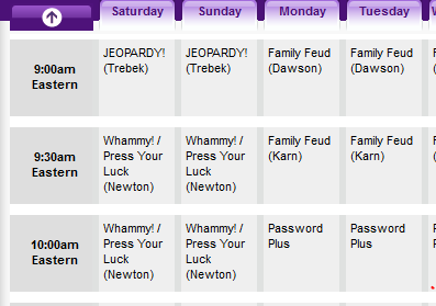 The Game Show Hub: Dream Schedules