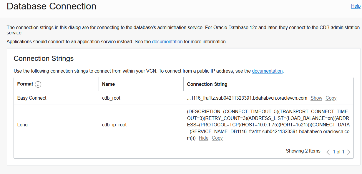 Obiee In Il Oac Connection With Oracle Db Vm Dbcs On Oci The Host Name And Service Name