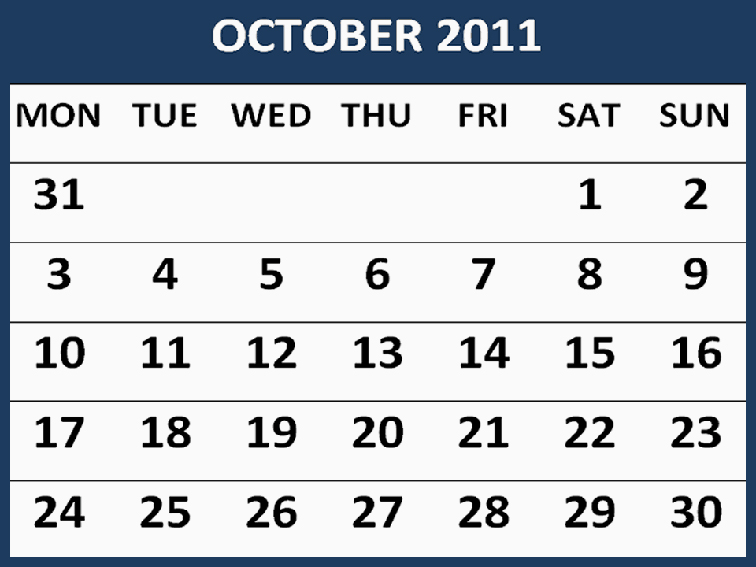 India 2012: Download October 2011 calendar free