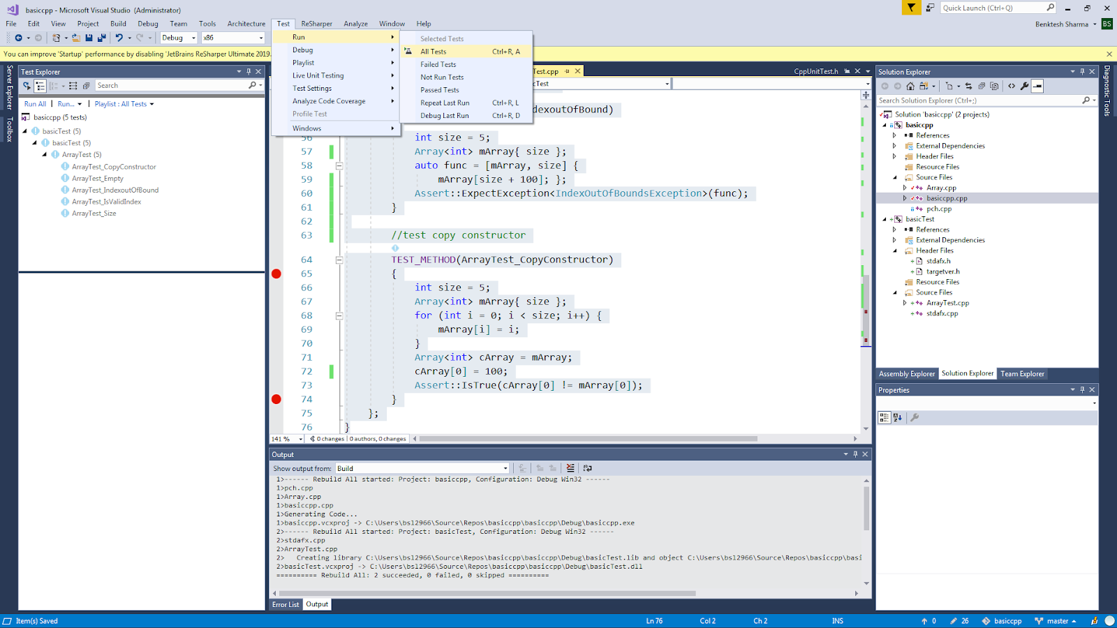 iShare: Unit Testing C++ Code with Visual Studio