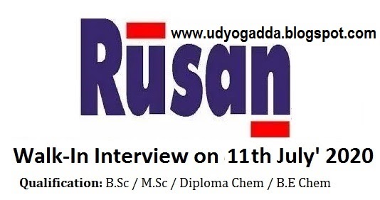 UDYOG ADDA: RUSAN PHARMA LTD - Walk-In Interviews on 11th July 2020 ...