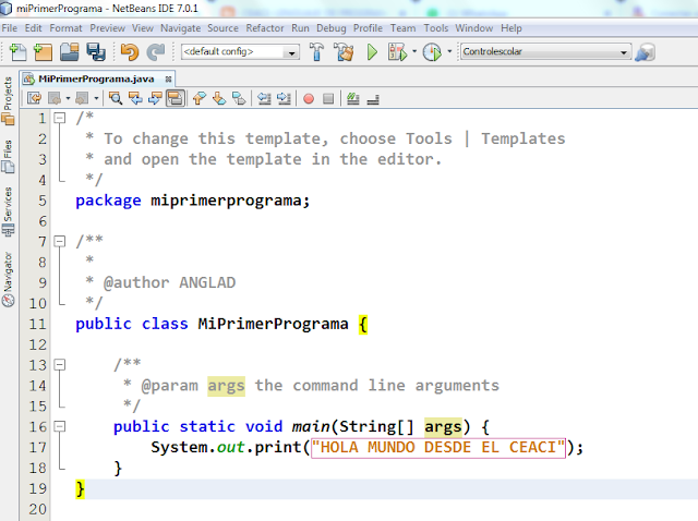 CEACI: 1.4 TÍPICO PRIMER PROGRAMA EN JAVA