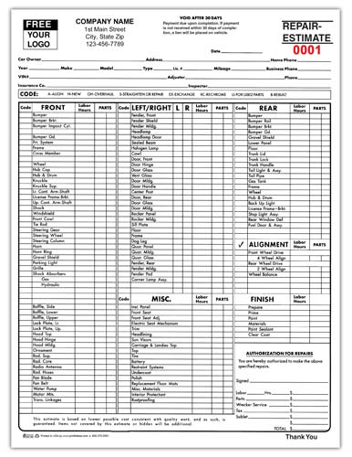 Body Shop Forms - Invoice Template