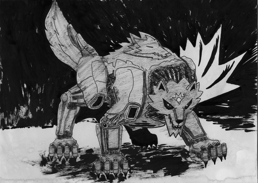 Trey Hodges: Cyberus the Frenzied Beast: Inktober