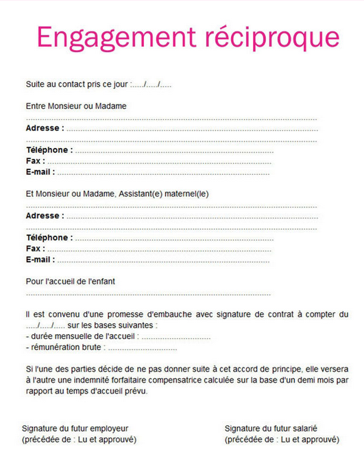 ENGAGEMENT RÉCIPROQUE. | Milune la vie d'une Nounou.