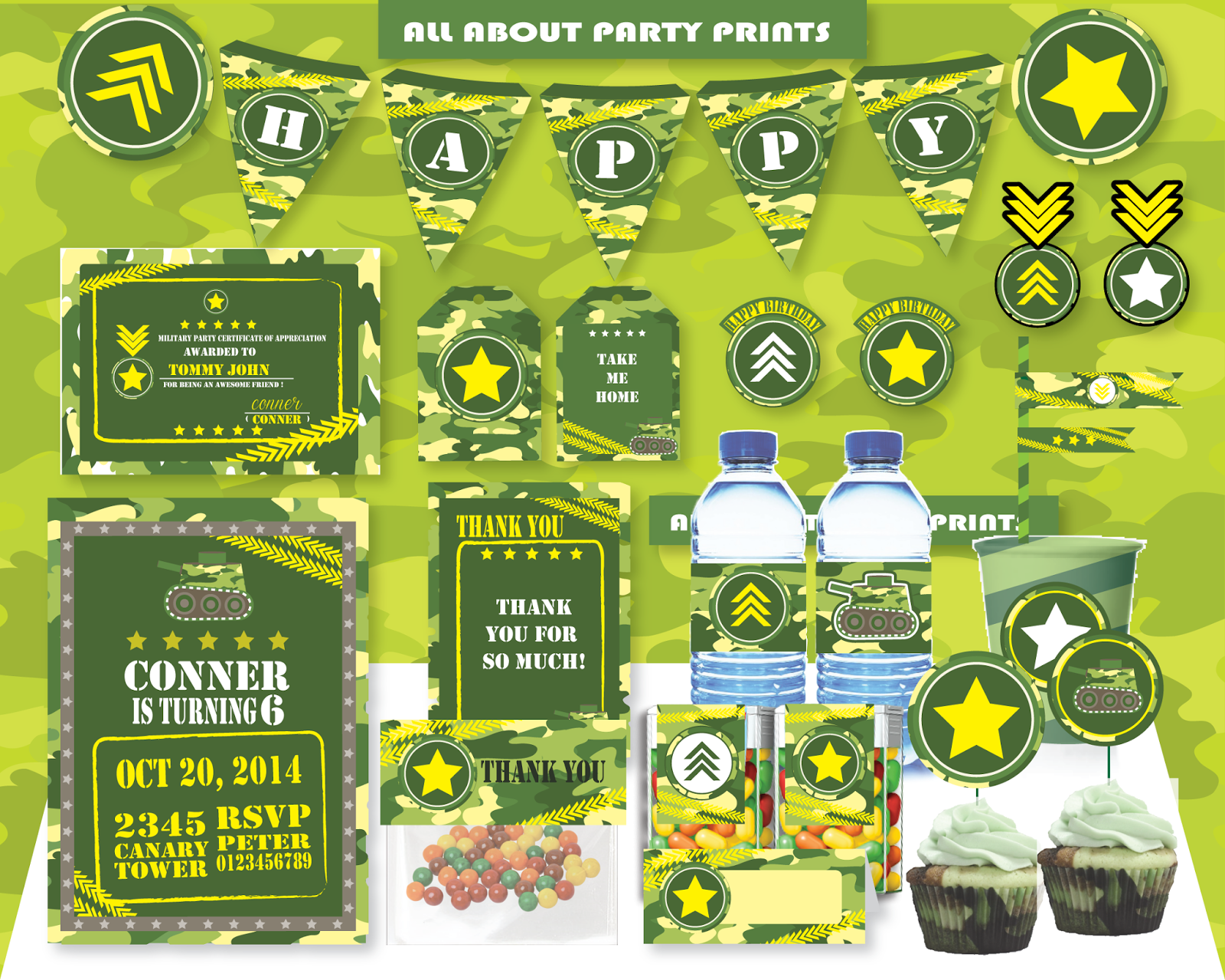 All About Party Prints: Camouflage Army Party pack printables