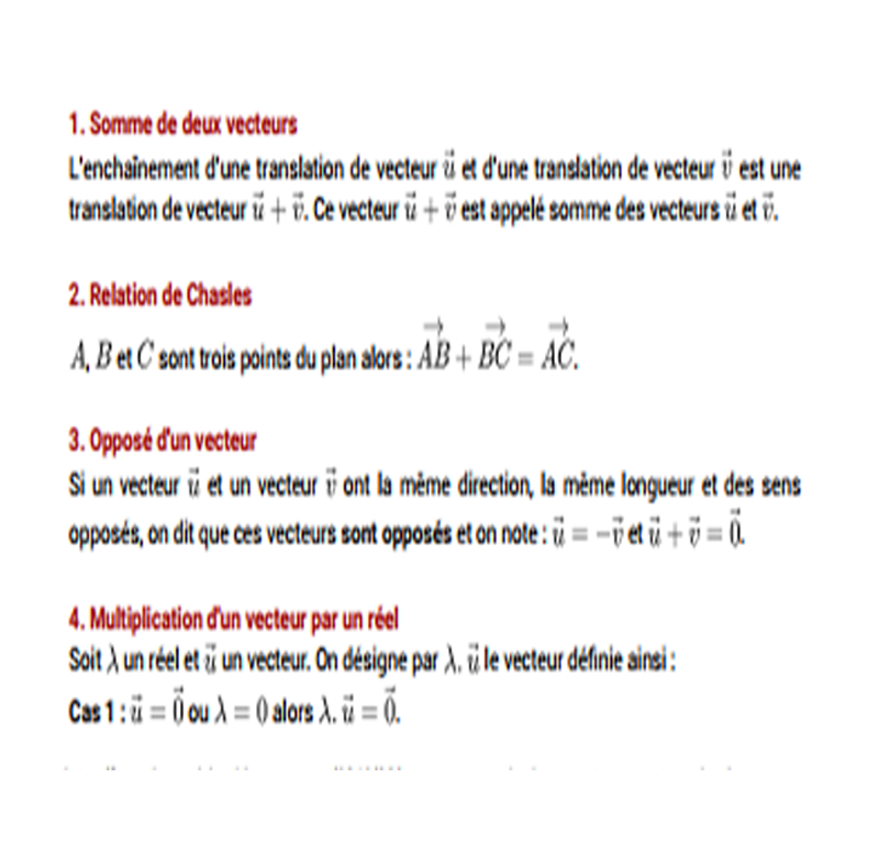 cours mathematique - Somme de deux vecteurs - Vecteurs colinéaires 1ere ...