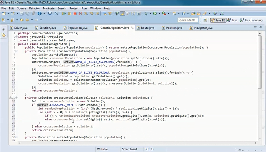 Prototype Project Genetic Algorithms Tutorial 05 Robotics Java Application