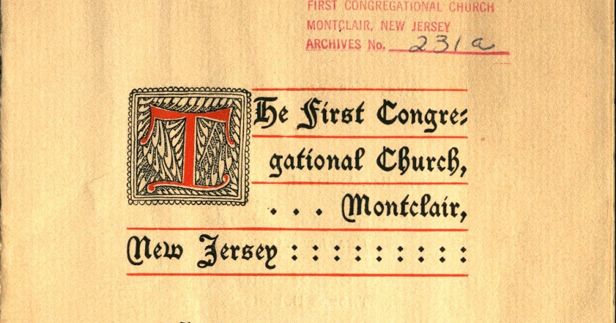 History of First Congregational Church, Montclair NJ