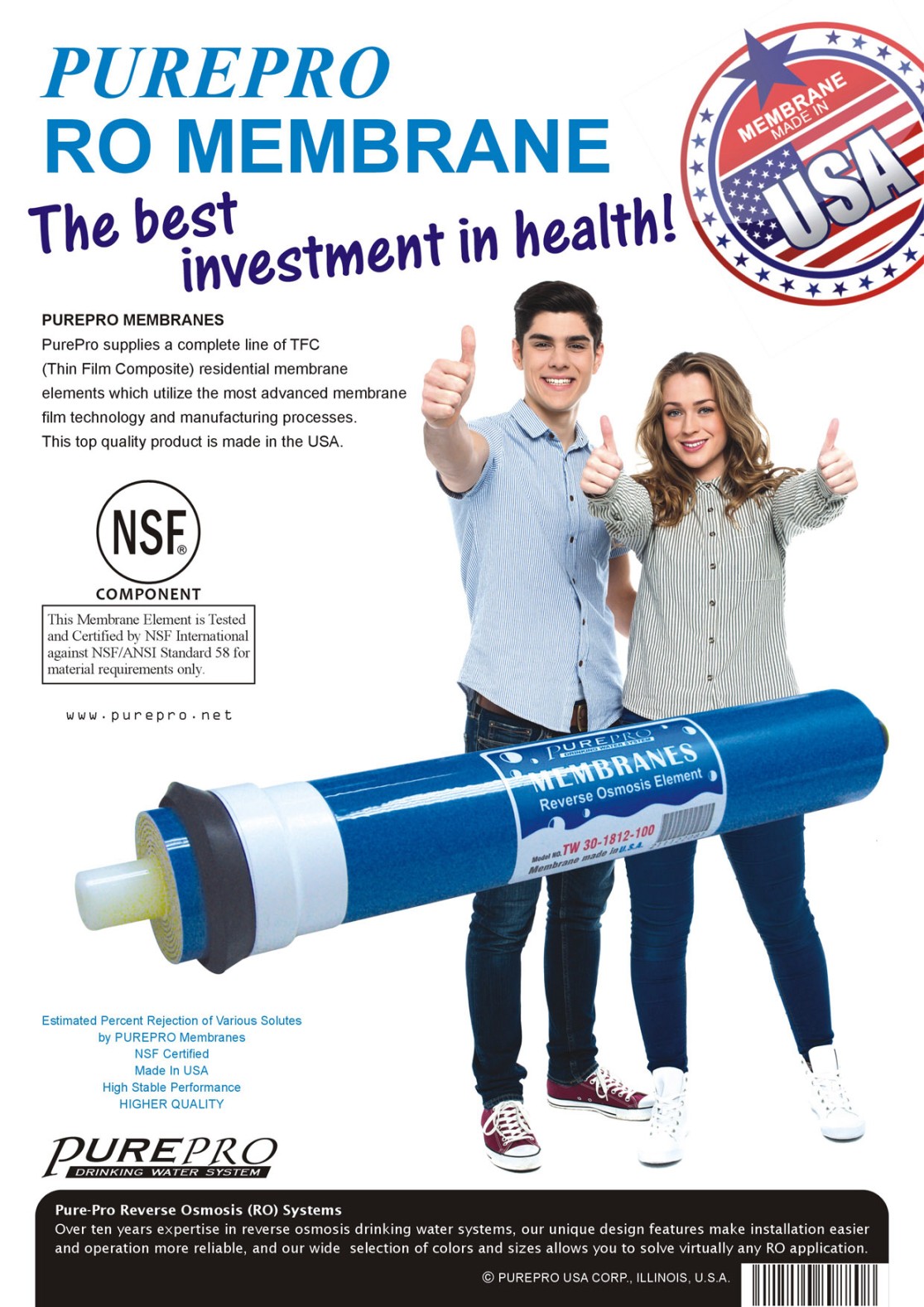 PurePro® USA Standard RO Systems QC-105P Blue Series