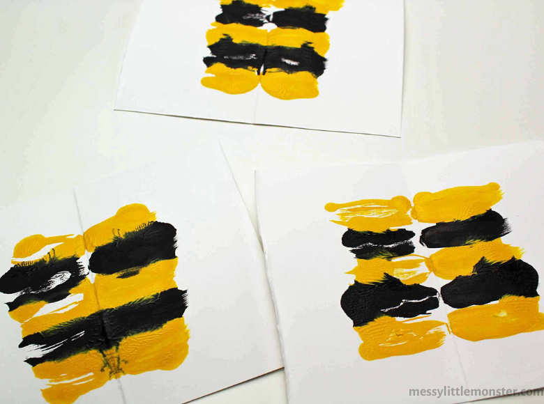 Symmetry Art for Kids - Squish Art Bee Craft - Messy Little Monster