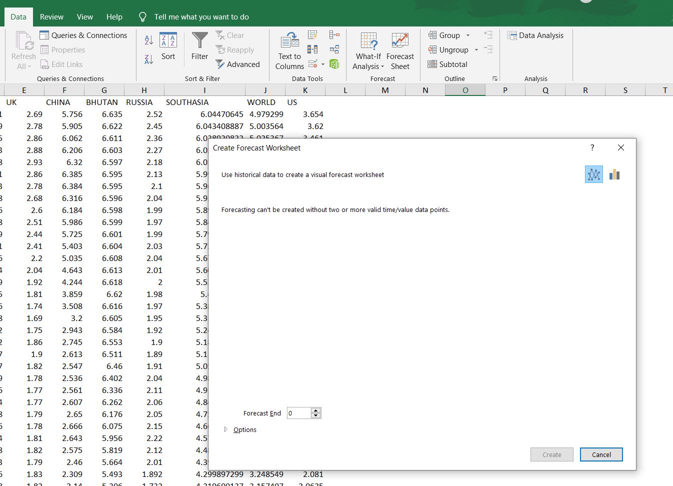FORECASTING IN EXCEL 2019