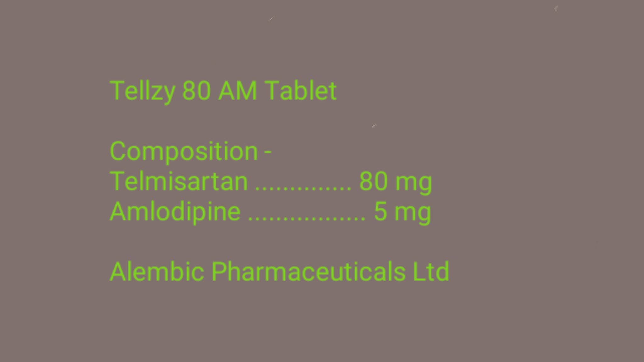 Tellzy 80 AM Tablet Uses View Dosage Substitutes Price and Sideeffects