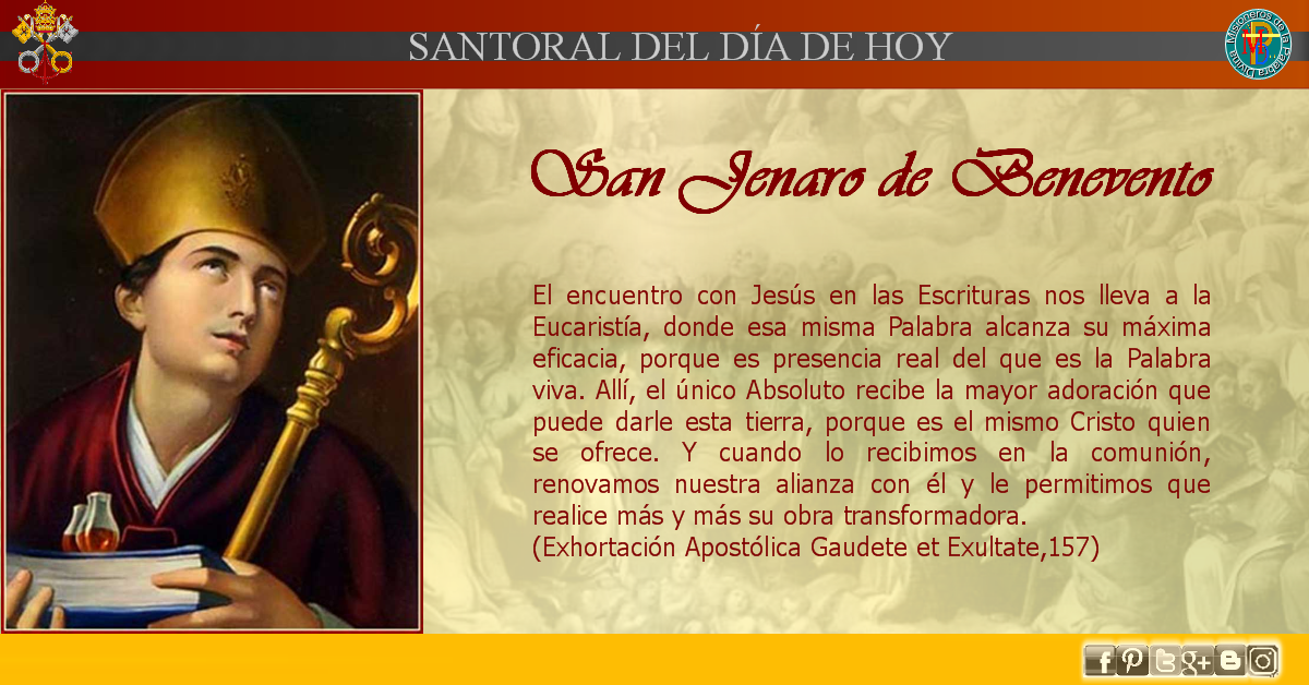 Misioneros de la Palabra Divina: SANTORAL - SAN JENARO DE BENEVENTO