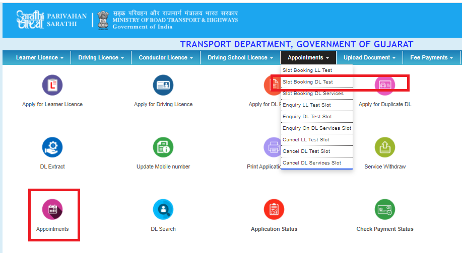 Slot Booking for Driving Licence || sarathi.parivahan.gov.in - Sarathi ...