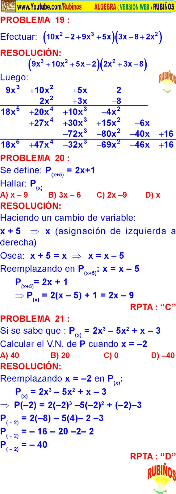 EXPRESIONES ALGEBRAICAS CONCEPTOS Y EJERCICIOS RESUELTOS DE ALGEBRA PREUNIVERSITARIA PDF