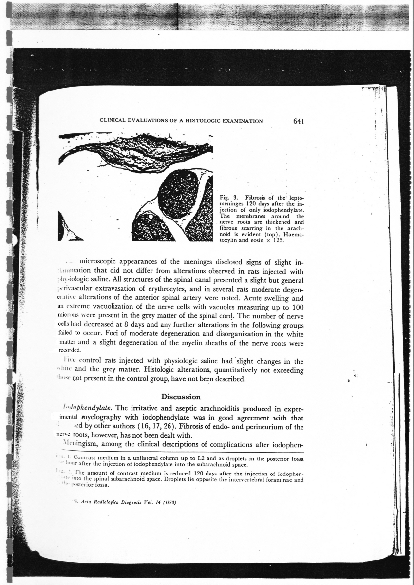 Myodil Killer: 5. Pantopaque Test Results, Dogs and Rats