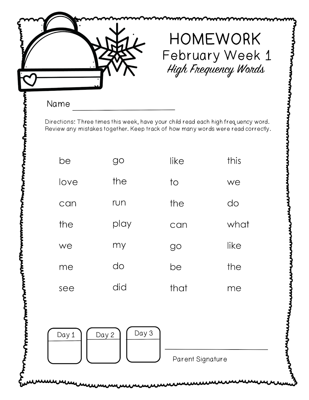 My Ample Adventures: Easy Kindergarten Homework