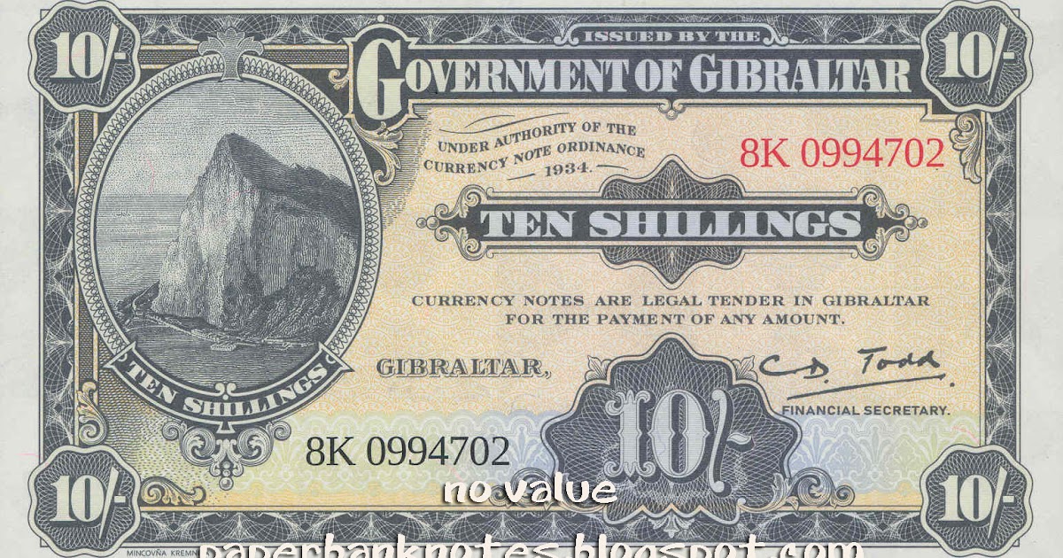 europe: Gibraltar - 10 Shillings 1934 Replica Promotional Note 2018