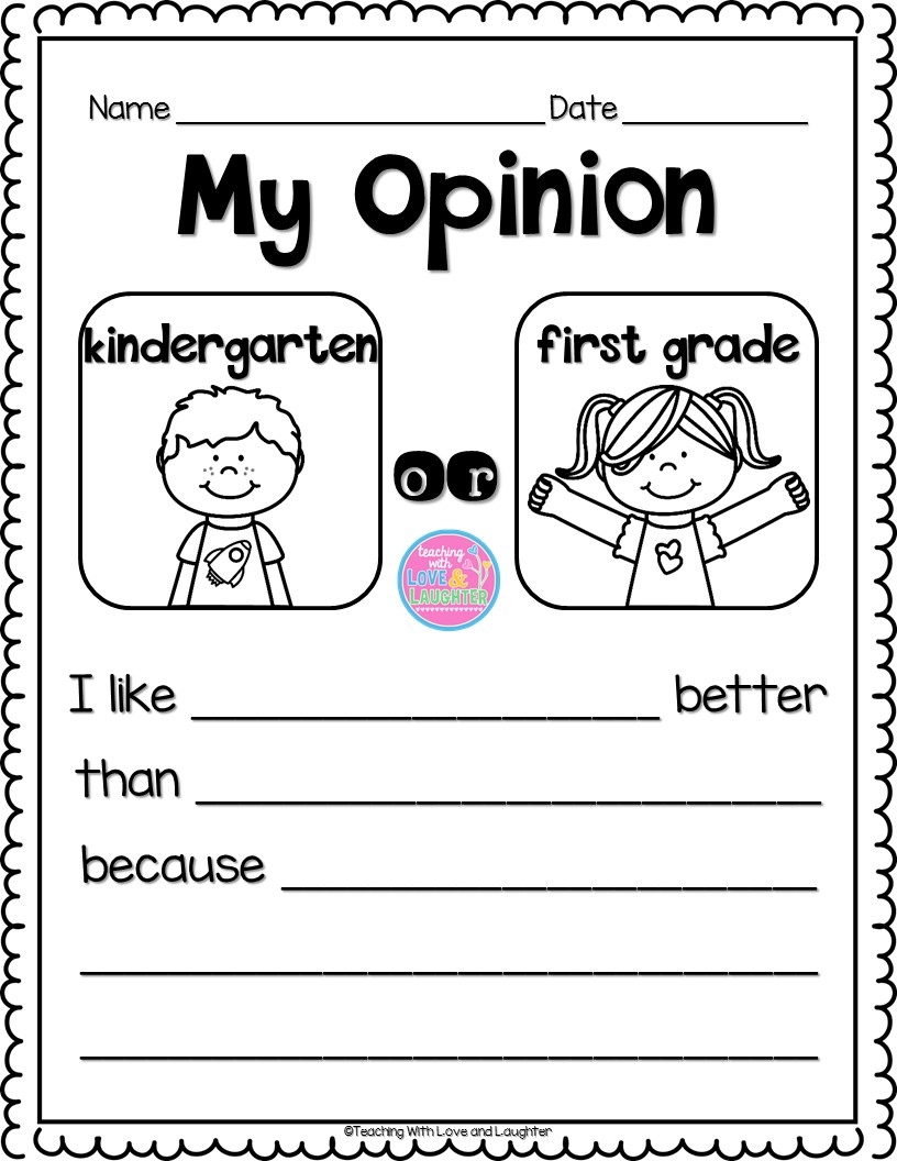 Kindergarten Opinion Writing Kindergarten