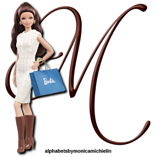 M. Michielin Alphabets: BROWN BARBIE DOLL ALPHABET PNG, #barbie