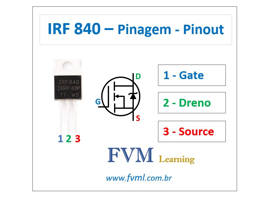 Datasheet Pinagem - Transistor Mosfet Canal-N IRF840 - Características ...