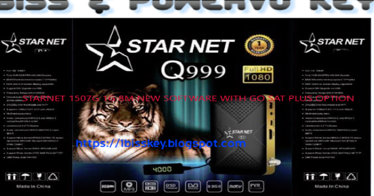 NEW SOFTWARE OF STARNET 1507G 1G 8M WITH GO SAT PLUS OPTION - Biss Key