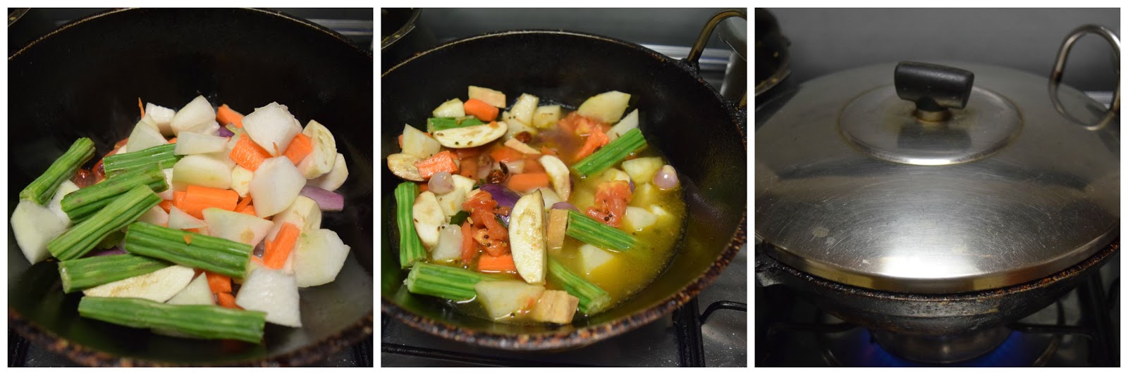 Poornima's Cook Book: Sambar / Mixed Vegetable Sambar - Tamilnadu Style