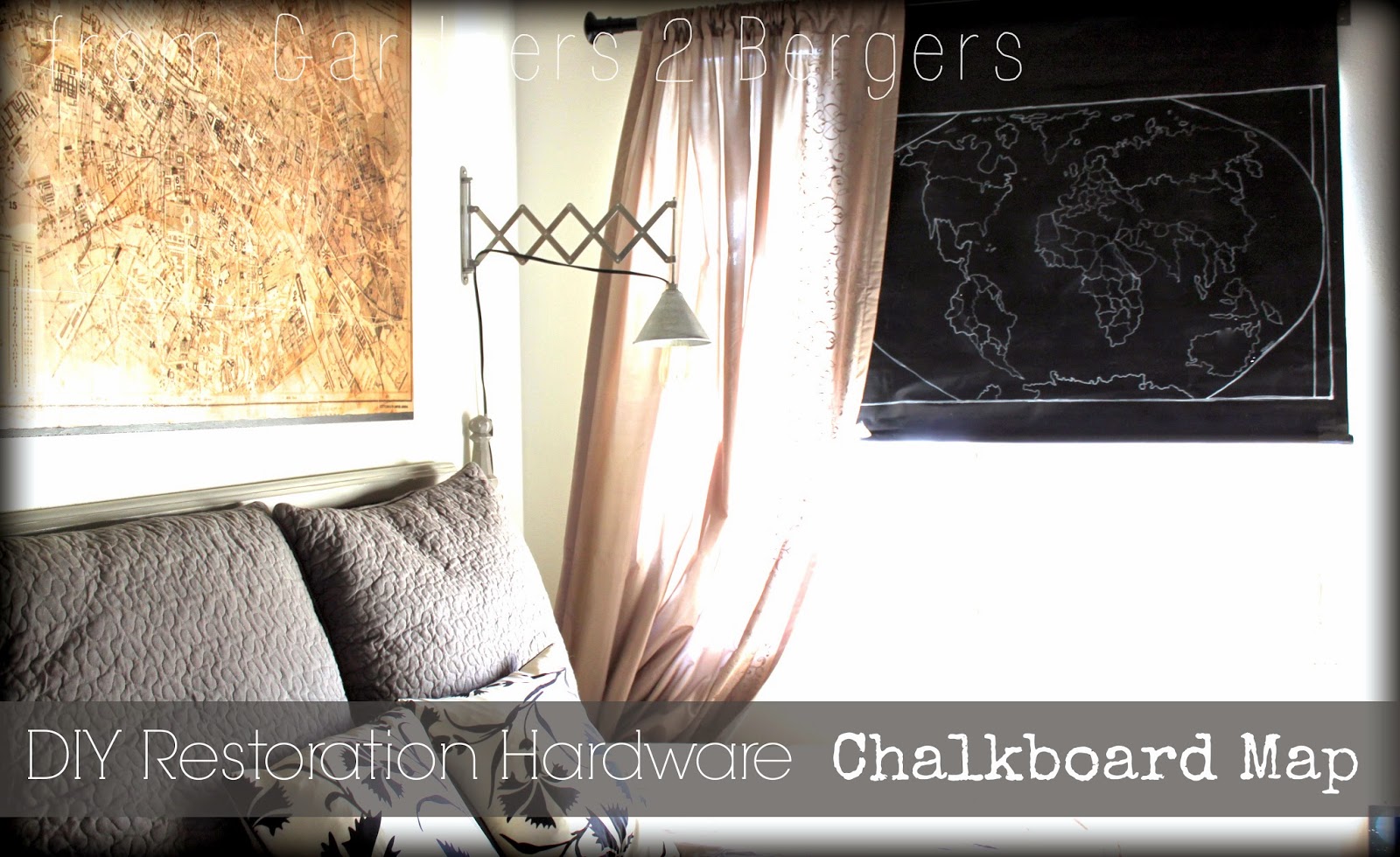 from Gardners 2 Bergers: DIY Restoration Hardware Chalkboard Roller Map